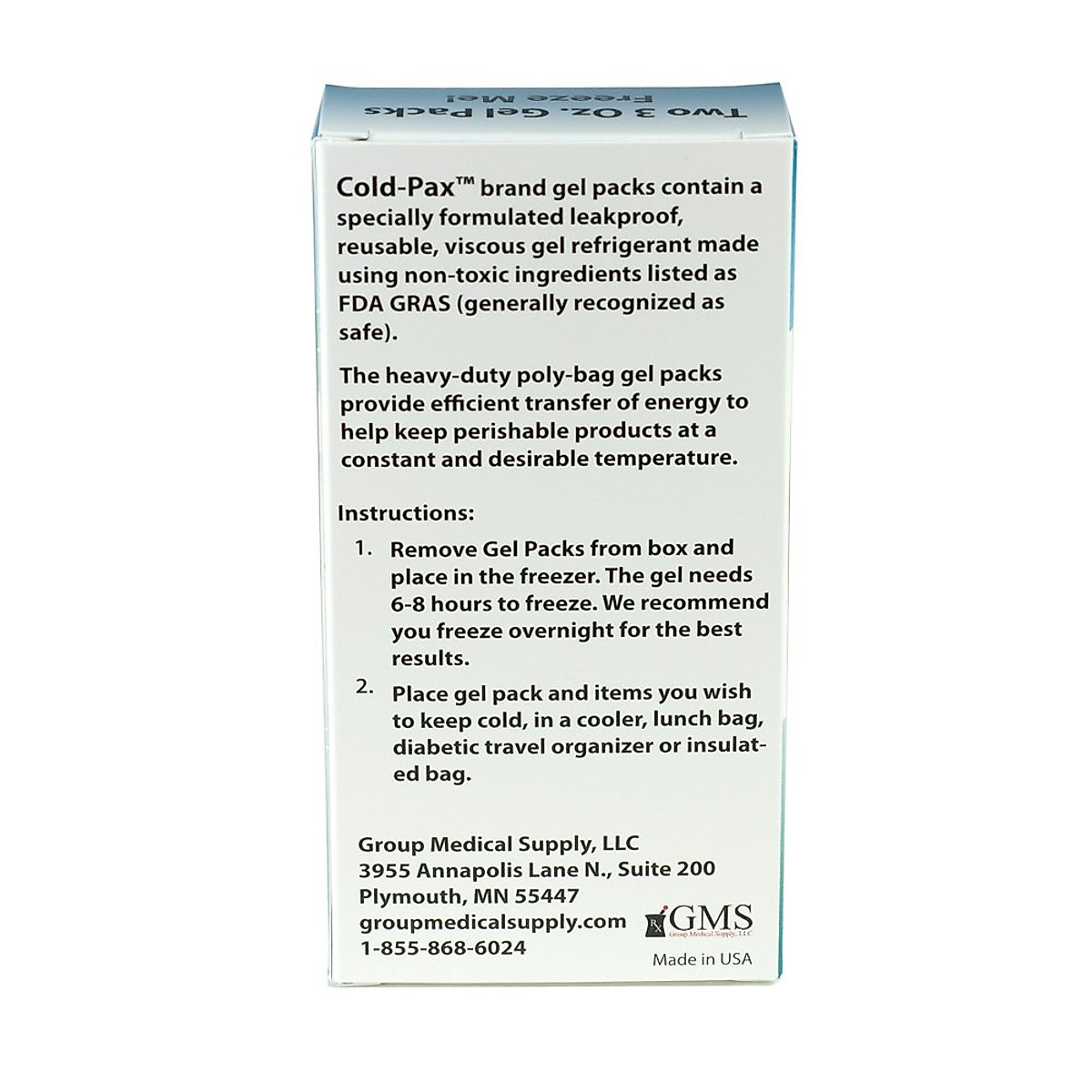 GMS Cold Pax Ice Pack Reusable 4 Pack - Extra Cold Ice Pack Replacements - 3 oz Multipurpose Gel Packs for Aches, Pains, Bruises, Sores, Coolers, Lunch Boxes, and Medical Purposes