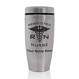 SkunkWerkz Commuter Travel Mug, RN Registered Nurse, Personalized Engraving Included