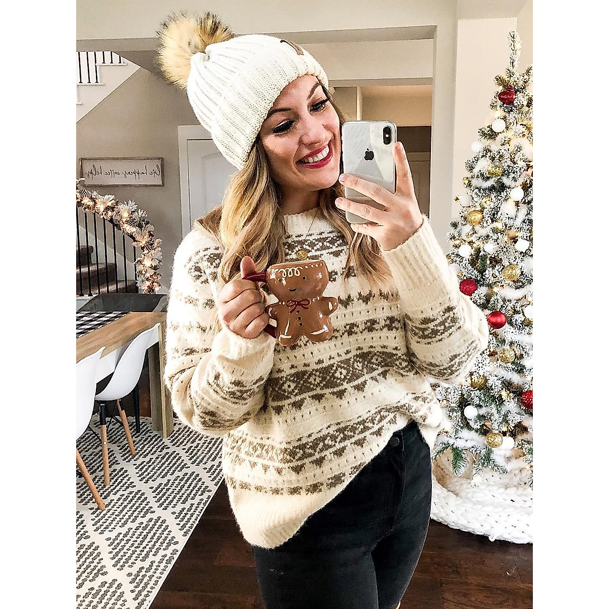 FURTALK Womens Winter Knitted Beanie Hat with Faux Fur Pom Warm Knit Skull Cap Beanie for Women