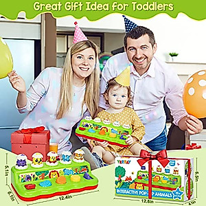 YEEBAY Pop Up Animals Toy with Music & Sound, Early Developmental Toy for 12-18 Months Baby, Infants & Toddlers,1 Year Old Girls & Boys