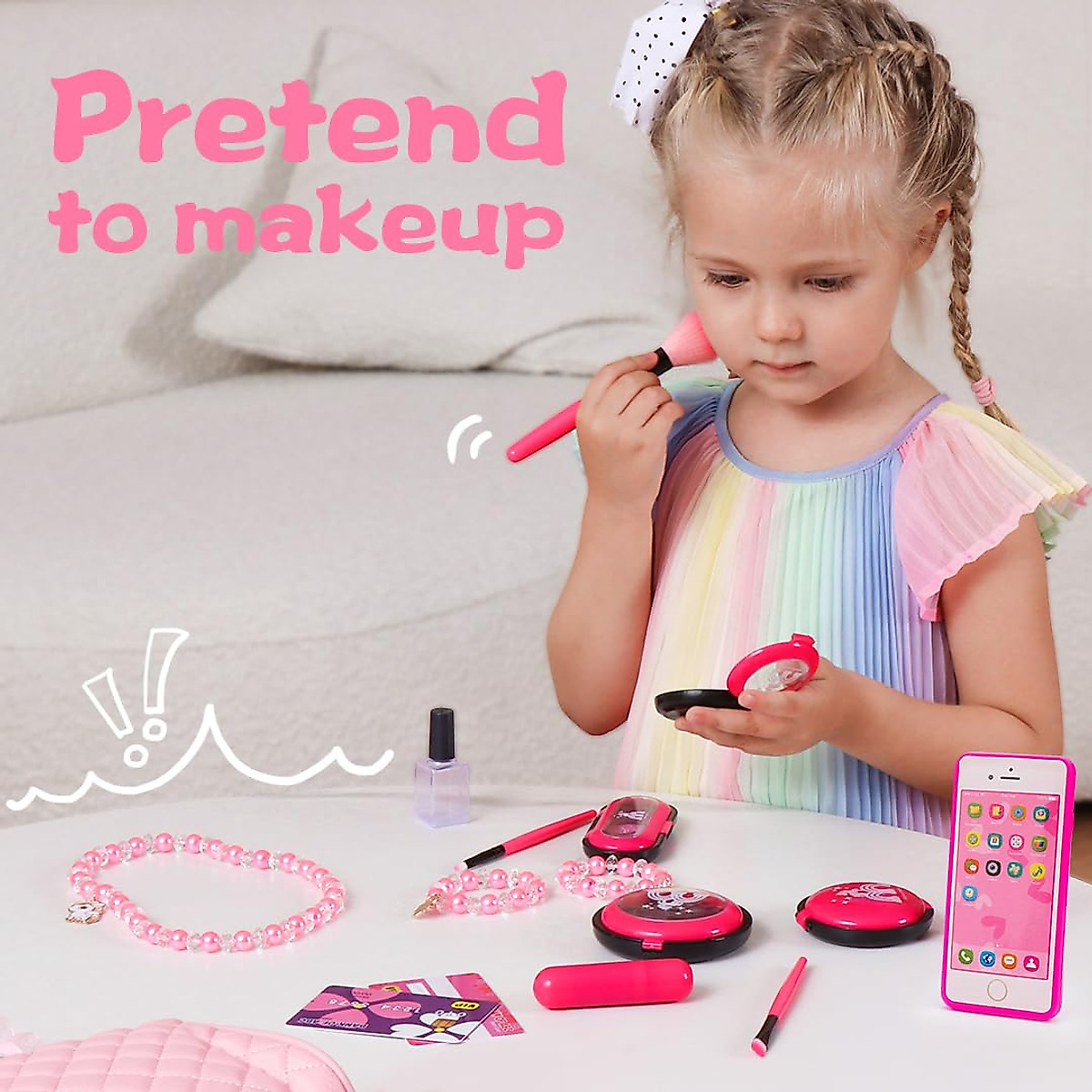 Meland Toys for Girls - Toddler Girls Gift Idea for Birthday Christmas, Pretend Makeup Kit for Girls with My First Purse Toy, Makeup for Kids Age 3-6 Year Old for Pretend Play