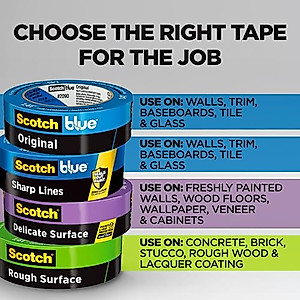 ScotchBlue Original Multi-Surface Painter's Tape, 1.41 Inches x 60 Yards, 4 Rolls, Blue, Paint Tape Protects Surfaces and Removes Easily, Multi-Surface Painting Tape for Indoor and Outdoor Use