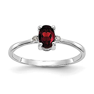 IceCarats 10K White Gold Diamond Red Garnet Ring Gemstone Band April January Birthstone Jewelry Size 6