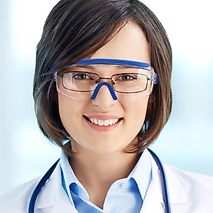 WEYMENG Safety Glasses Over Eyeglasses Anti Fog Safety Goggles Protective Glasses With Adjustable Frame For Men Women (Aquamarine)