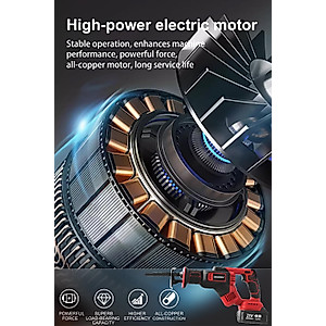 Cordless Reciprocating Saw, 2 x 4.0Ah Battery,Cordless Variable Speed, Saw Blades Kit for Wood/Metal/PVC Cutting RED