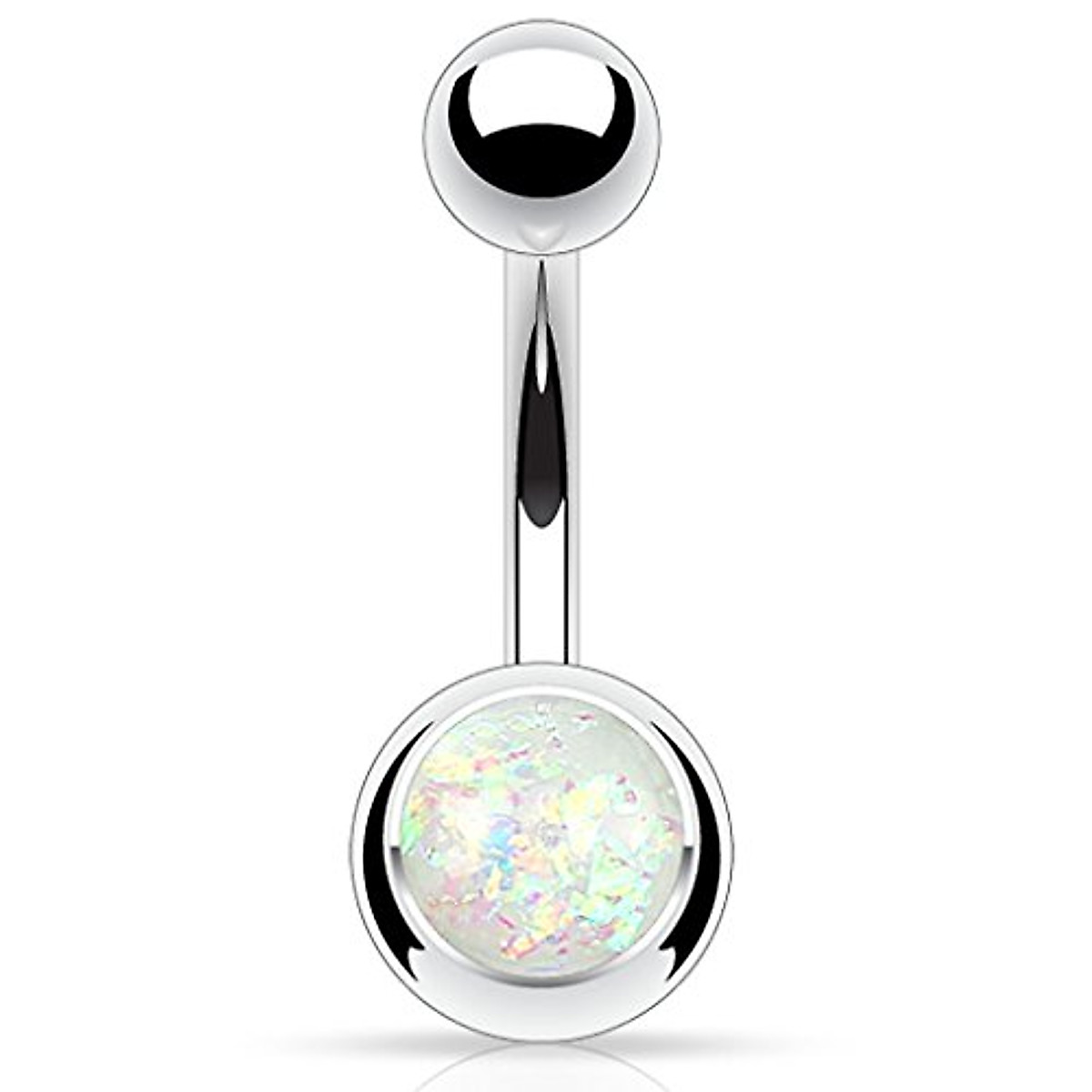 FIFTH CUE 14G Opal Glitter Set 316L Surgical Steel Belly Button Rings