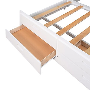 Polibi Wooden Daybed, Twin Size Canopy Daybed with 3 in 1 Drawers (White)