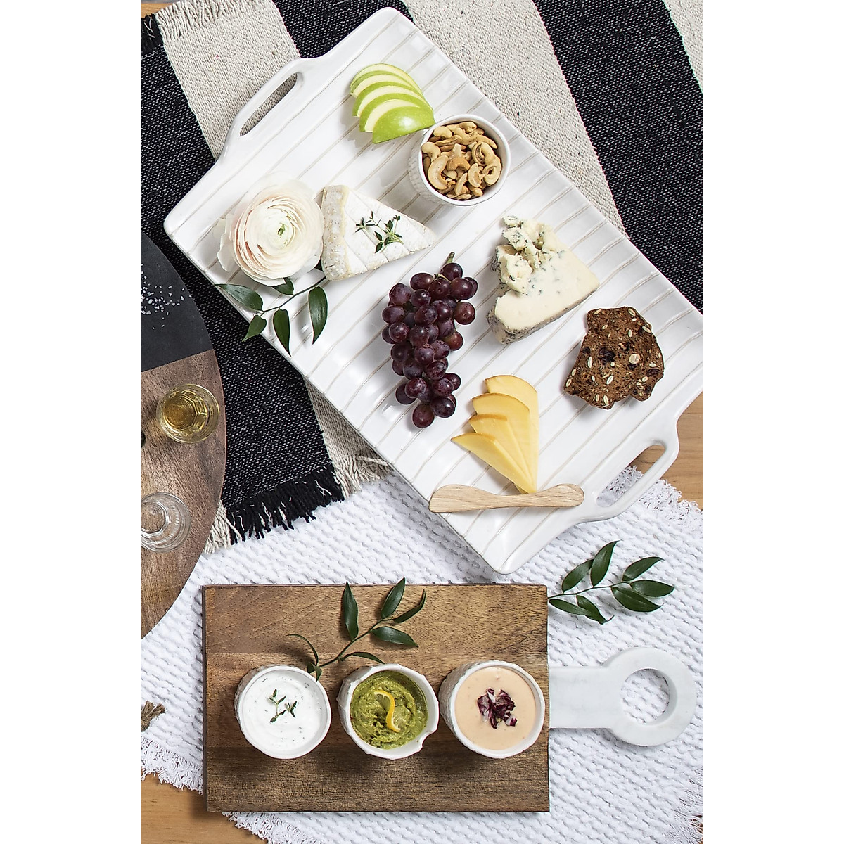 Mud Pie Stoneware Platter, White, 11 1/2" x 19"