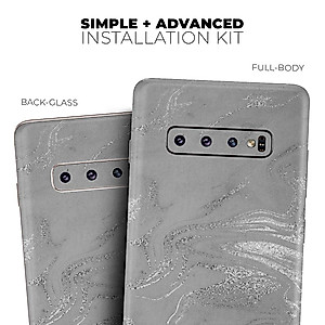 DesignSkinz Dark Silver Marble Swirl V6 Protective Vinyl Decal Wrap Skin Cover Compatible with The Samsung Galaxy S20 (Screen Trim & Back Glass Skin)