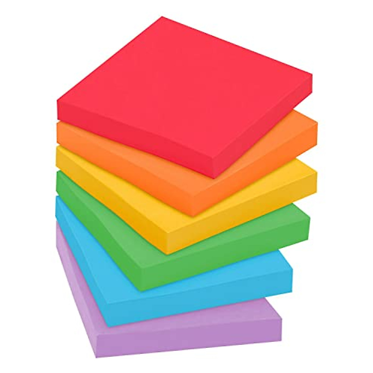 Post-it Super Sticky Notes, 3x3 in, 6 Pads, 2x the Sticking Power, Playful Primaries Collection, Primary Colors (Red, Yellow, Green, Blue, Purple), Recyclable(654-6SSAN)