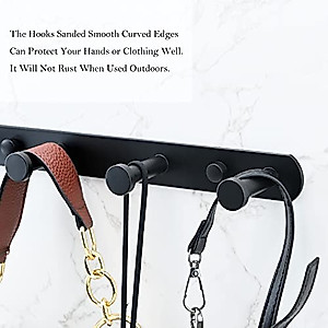 Potaosey Black Wall Coat Rack, 11in Wall Mounted Coat Rack with 4 Hook,Modern Style Coat Rack Wall Mounted,Metal Coat Hooks Rail for Coat Hat Key Bathroom Entryway