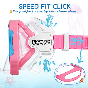 Water Space Kids Swimming Goggles Swim Googles for Kids Toddler Girls Boys Youth 6-14 3-6 4-7, Swimming Goggles with Nose Cover Anti Fog 180°Clear Snorkel Mask No Leaking Pool Underwater Swim Goggles