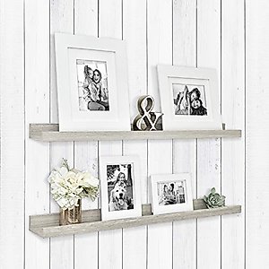 MCS Picture Ledge Shelf, Room Decor Floating Shelf, Gray Woodgrain, 35 Inch, Set of 2