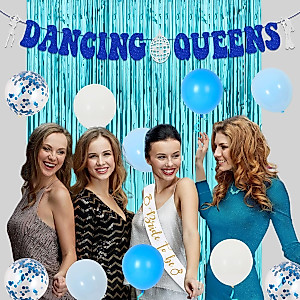 You are the Dancing Queen Decoration Dancing Queen Bachelorette Party Decorations Disco Party Decors with Dancing Queen Banner Blue Rain Curtain for Bridal Shower Disco Bachelorette Party