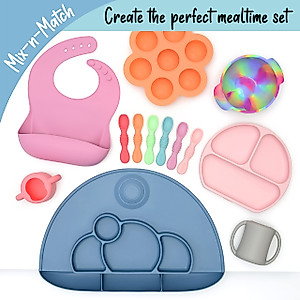 PrimaStella Silicone Baby & Toddler Training Cup with Handles - Sippy Cup for 1 Year Old - Toddler Cups (Soft Pink & Coral 2 Pack)