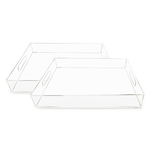 2 Pack Acrylic Trays for Serving, Lucite Tray, Acrylic Tray, Acrylic Serving Tray, Acrylic Trays, Clear Lucite Tray, Large Acrylic Tray.
