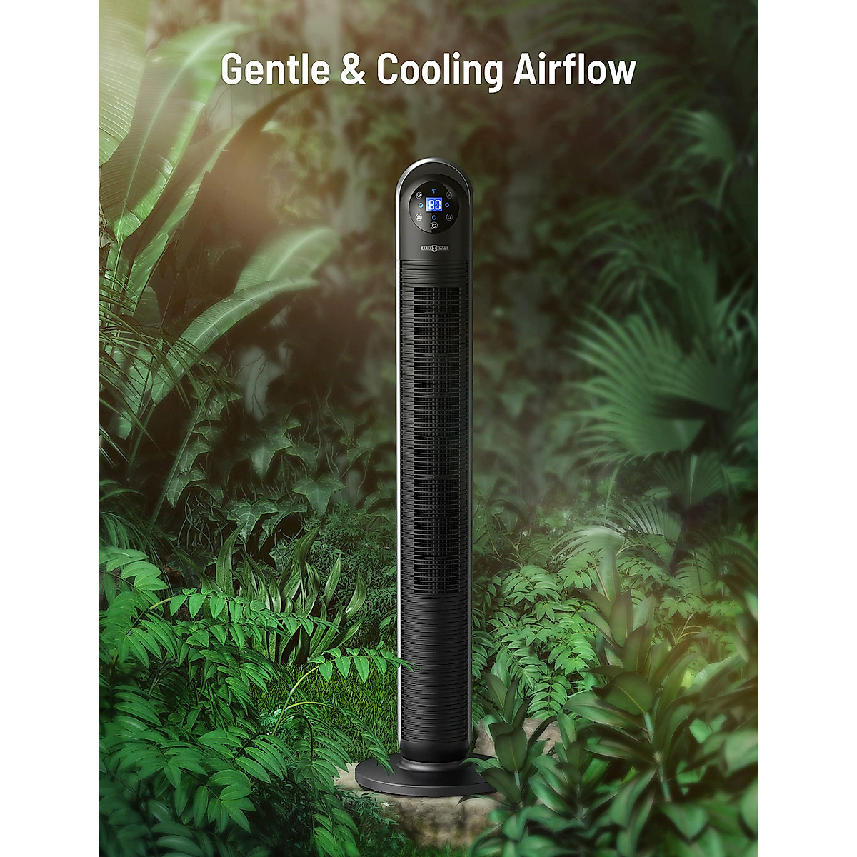 Tower Fan, Paris Rhône Oscillating Tower Fan with 12 Speeds, 24H Timer, 3 Modes, LED Display, Remote Control, Quiet Operation, Portable Bladeless Fan for Bedroom, Living Room, Home Office