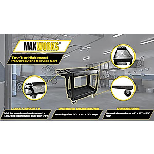 MaxWorks 80855 500-Pound Service Cart With Two Trays (40" x 17" Overall Dimensions)