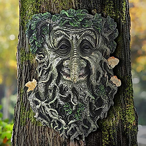 BEXLEYBAY Tree Face Outdoor Statues, Whimsical Tree Face Tree Huggers Sculptures - Old Man Tree Face Garden Decors Yard Art, 9"x6.5"x3.5"