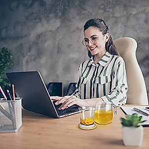 Lezero Glass Tea Infuser Cups with Strainer and Lid, 15 ounce Heat Resistance Borosilicate Glass Teacups for Blooming Tea & Loose Leaf Tea, Lead-free, Microwave & Dishwasher Safe - For Tea Lovers