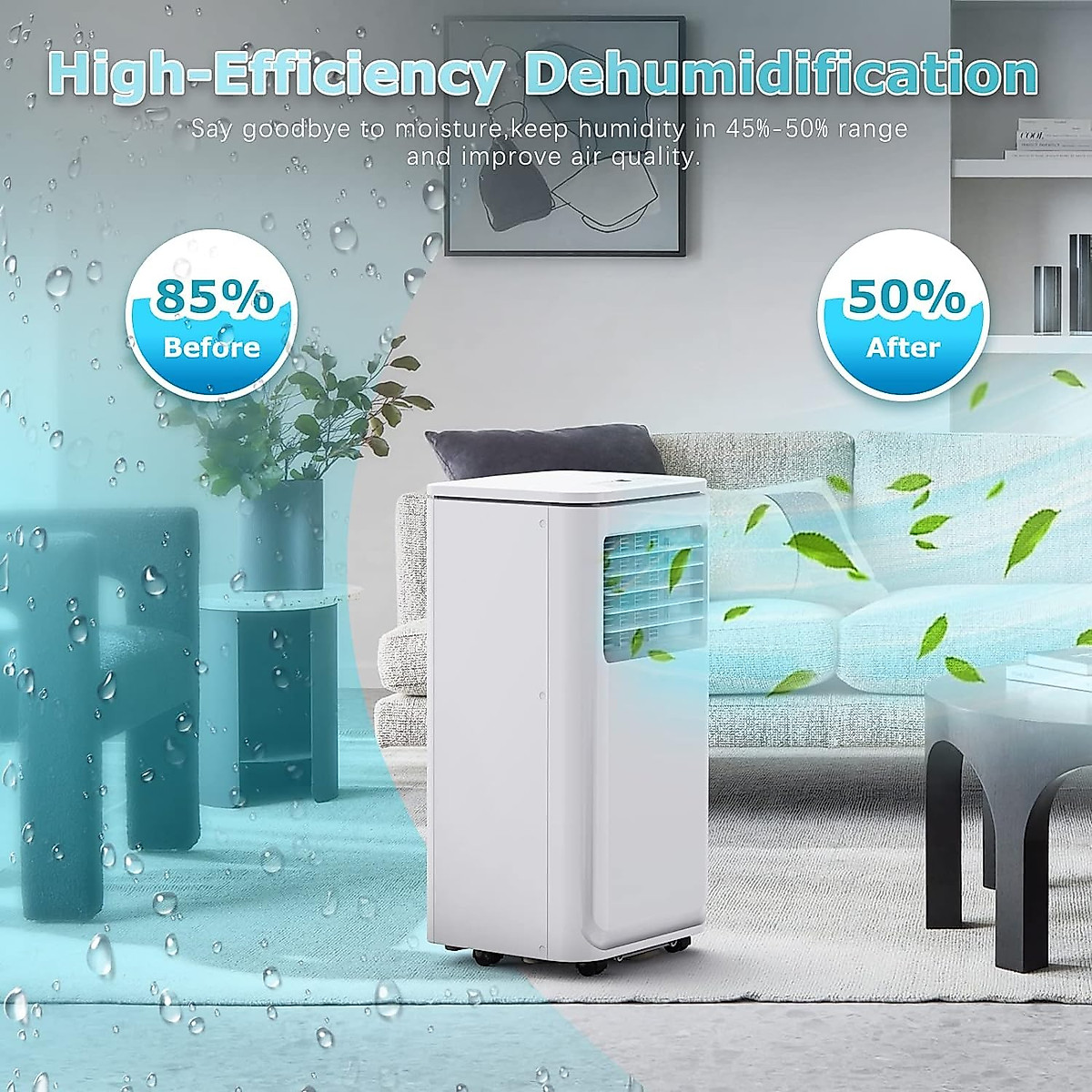 Deeyeh 8000 BTU Portable Air Conditioners,Quiet Room Portable AC Unit up to 350 Sq Ft,3 in 1 Compact Cooling Unit with Dehumidifier and Fan Functions,Portable AC with Remote Control