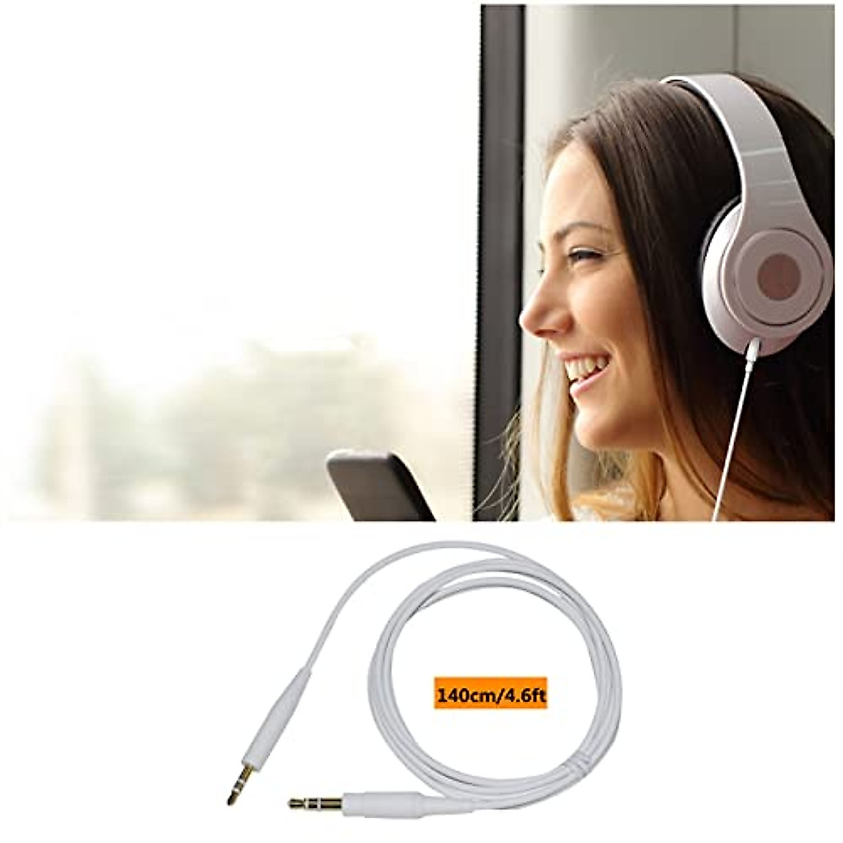 Learsoon Replacement Extension Audio Cable Cord Fit for Bose On-Ear 2/OE2/OE2i/QC25/QC35/Soundlink/SoundTrue Headphones (White)
