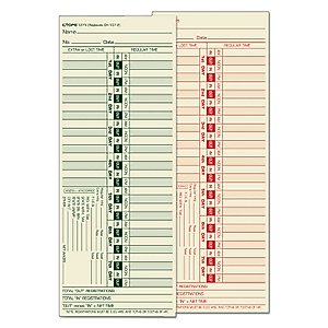 Tops 1275 Time Clock Cards, Bi-Weekly, Two-Sides, 3-1/2-Inch x9-Inch,500/BX