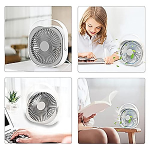 Novelth Box Fan USB 8 Inch Portable Table Fan with 3 Speeds Ultra Quiet Mini Personal Fans 4000mAh Rechargeable Battery Powered for Home Office Bedroom and Travel, White, 20×20×6.6 CM