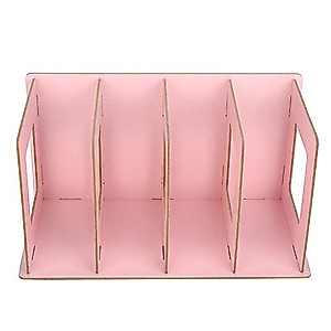 YOUTHINK DIY Desktop Bookshelves, Wooden Books DVD Placement Shelves Storage Shelves, Suitable for Students Children Adults (Light Pink)