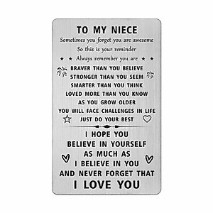 SOUSYOKYO Niece Gifts from Auntie, Personalized I Love You Niece Birthday Card, My Favorite Niece Graduation Wallet Card, Christmas Valentine's Day Present for Our Best Niece from Aunt Uncle
