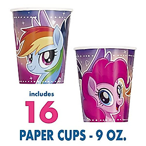 My Little Pony Party Supplies, My Little Pony Birthday Party Supplies and Decorations for 16 Guests with Banner, Tablecover, Plates, Cups, Napkins and Button
