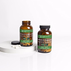 Global Healing Calcium and Magnesium Orotate - Bone Strength Supplement for Women and Men - Helps Support Strong Teeth and Cardiovascular Health for Normal Muscle Function - 120 Capsules