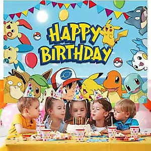 5x3ft Cartoon B T.s Happy Birthday Backdrop Banner Poster for Girl Boy Baby Birthday Party Photo Backdrop Background Decoration Supplies