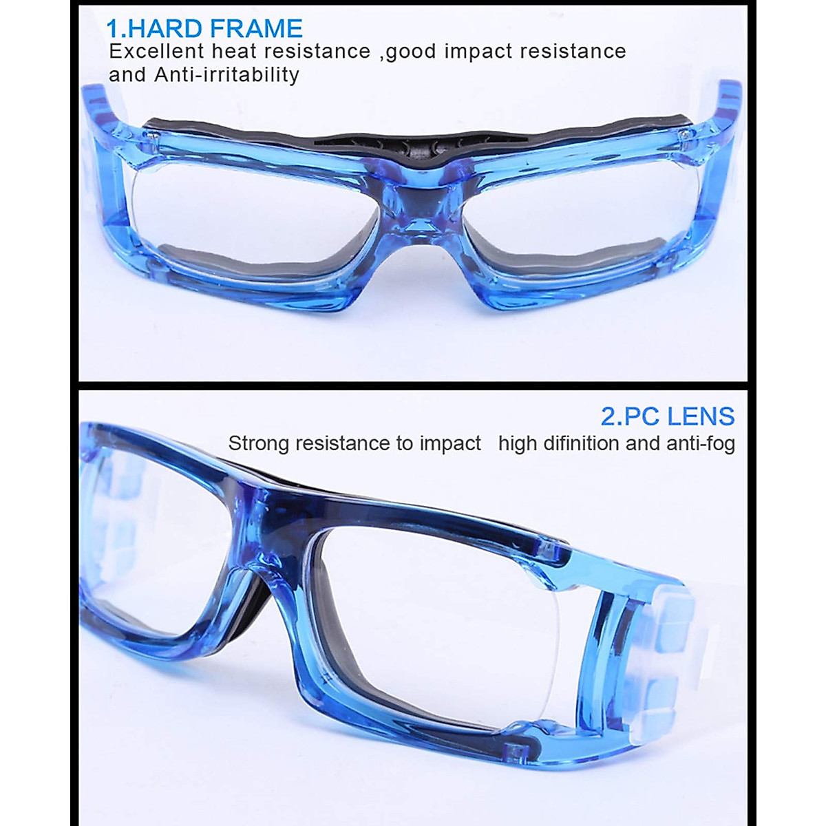 Mcolics Men's Sports Basketball Glasses Anti-fog Protective Safety Goggles for Football Hockey Rugby Baseball Racquetball Eyewear (Black)