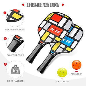 Wakefa Portable Pickleball Net System,22 FT Weather Resistant Pickleball Net USAPA Regulation Size with 4 Paddles, 2 Outdoor Pickle Balls, 2 Indoor Pickleballs and Carry Bag