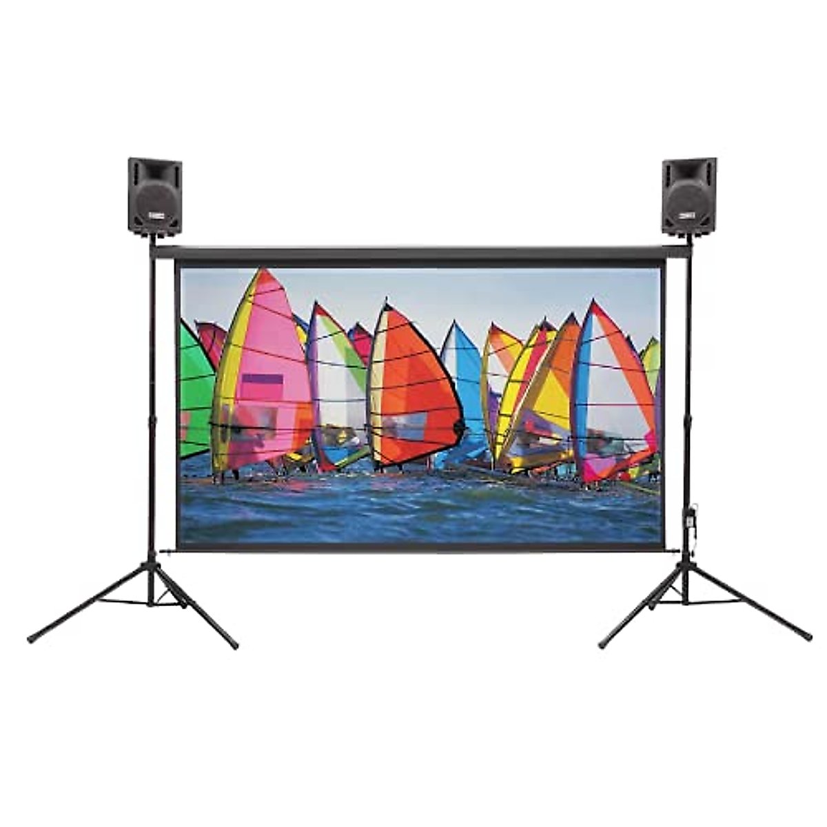 Indoor/Outdoor Theater Kit | Silverscreen Series System | Projection Screen with 1080pHD Savi 4000 Lumen Projector, Sound System, Streaming Device w/WiFi (SS-100)