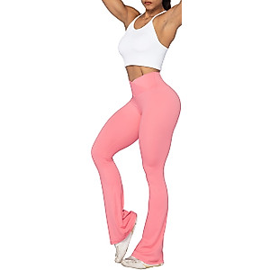 Sunzel Flare Leggings, Crossover Yoga Pants for Women with Tummy Control, High-Waisted and Wide Leg