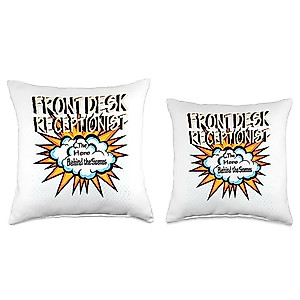 FRONT DESK RECEPTIONIST Gifts Front Desk Receptionist-Funny Hero Job Throw Pillow, 16x16, Multicolor