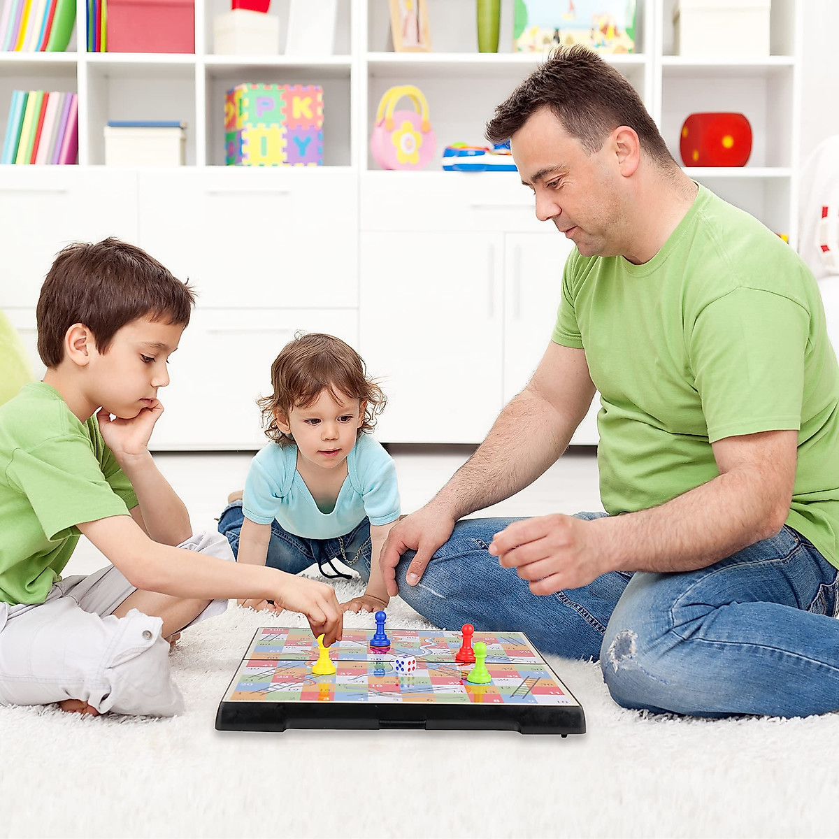 KIDAMI Magnetic Snakes and Ladders Game Set with Storage Box, Folding Design and Light-Weight, Gift for Kids and Adults.