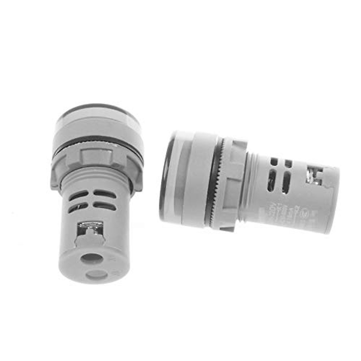 NOYITO 80-500V AC Digital Voltmeter 110V 220V 380V Red Green Yellow Blue White LCD Digital Display Small Round Head (Pack of 2) (White)