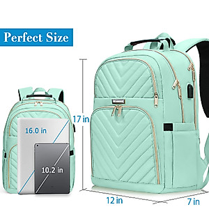 Kuosdaz Backpackf or Men Women, School Backpack for Boys Girls, 15.6 Inch Quilted Laptop Backpack with USB Charging Port, Large Bookbags for Teens, Teal