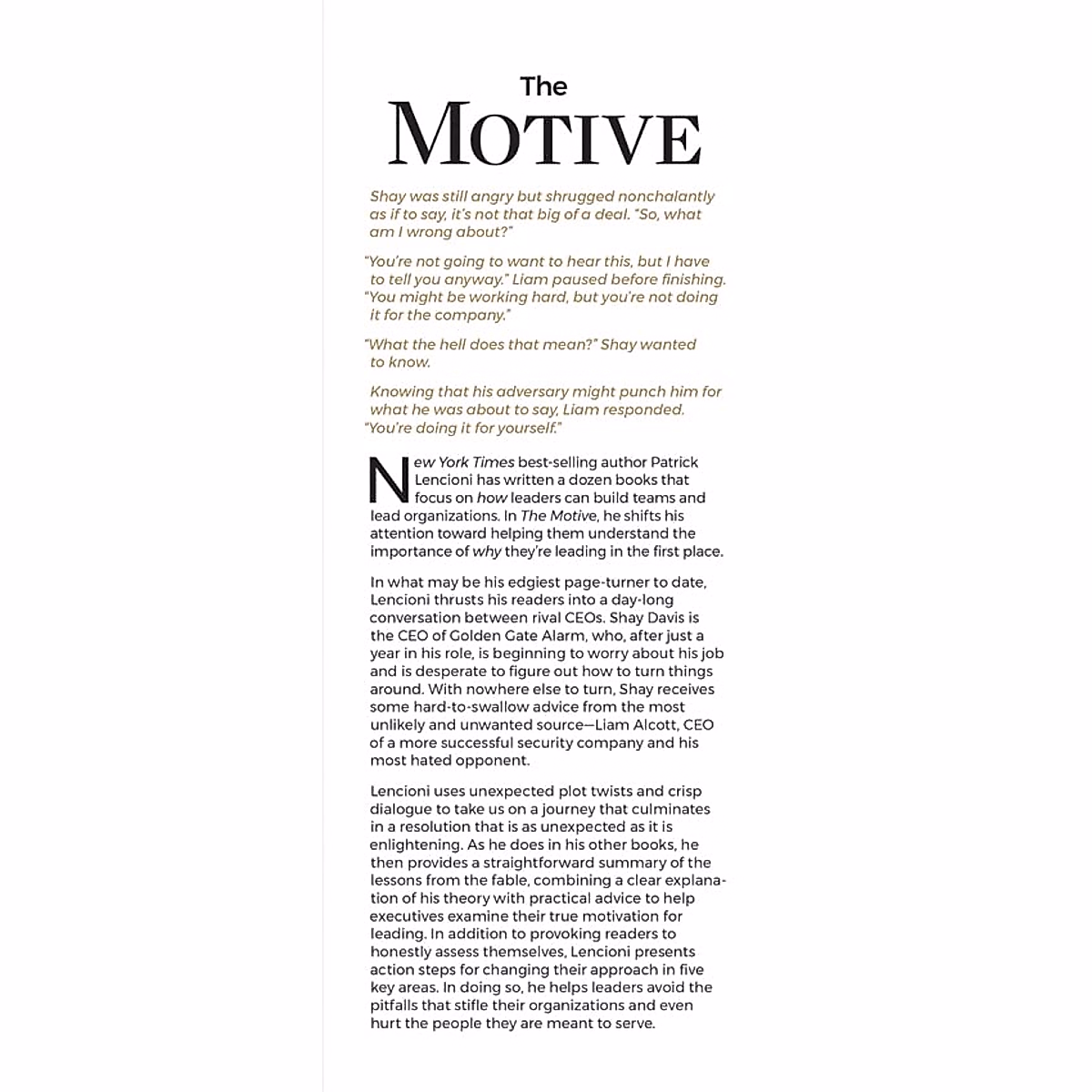 The Motive: Why So Many Leaders Abdicate Their Most Important Responsibilities (J-B Lencioni Series)