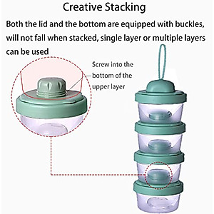 IENYPA 4 Layers Baby Milk Powder Formula Dispenser on The go, Baby Formula Containers for Travel, Formula Holder Mixer, Baby Feeding Snack Storage Container, Portable, Stackable, Non-Spill, BPA-Free