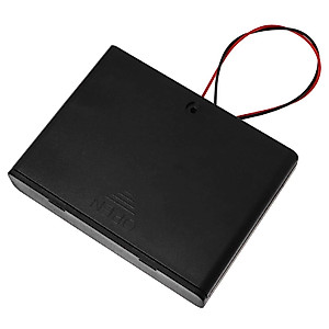 E-outstanding 9V Battery Holder 6X 1.5V AA Battery Storage Case Black Box with ON/Off Switch and Wire Leads