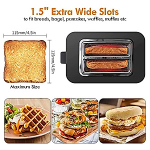 Toaster 2 Slice, Extra Wide Slot, Stainless Steel, 7 Browning Shade Settings, Bagel/Cancel/Gluten-Free/Reheat Function, 900 Watt
