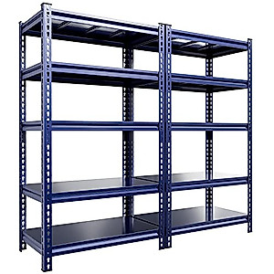 REIBII 72" Garage Shelving Heavy Duty Garage Storage Shelves Load 1700LBS Adjustable Heavy Duty Shelving 5 Tier Metal Shelving for Storage Industrial Shelving 31.9" W x 17.1" D x 72" H Blue 2 Pack