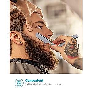 Equinox Professional Gun Metal Straight Edge Razor with 100 Single Edge Derby Blades - Close Shaving Men's Manual Shaver Safety (Gun Metal Edition)