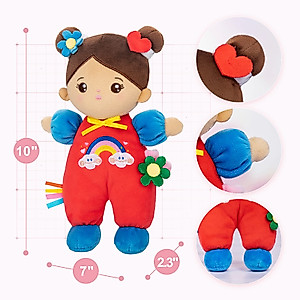 OUOZZZ Soft Baby Doll for Girls - First Hispanic Baby Doll Plush Rag Latino Doll Sleeping Cuddle Buddy Brown Skin Doll Toy for Kids 10"