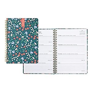 Letts Spring Valley Academic Weekly/Monthly Planner, 18 Months, July 2023 to December 2024, Week-to-View, Wiro Binding, Multilingual, A5 Size, 8.25" x 5.875", Green (C031798-24)