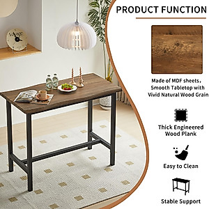 Homedot Bar Table Set for 4, 47.24" Industrial Counter Height Pub Table with 4 Chairs, Home Kitchen Breakfast Table and Chairs for Dining Room, Living Room, Apartment